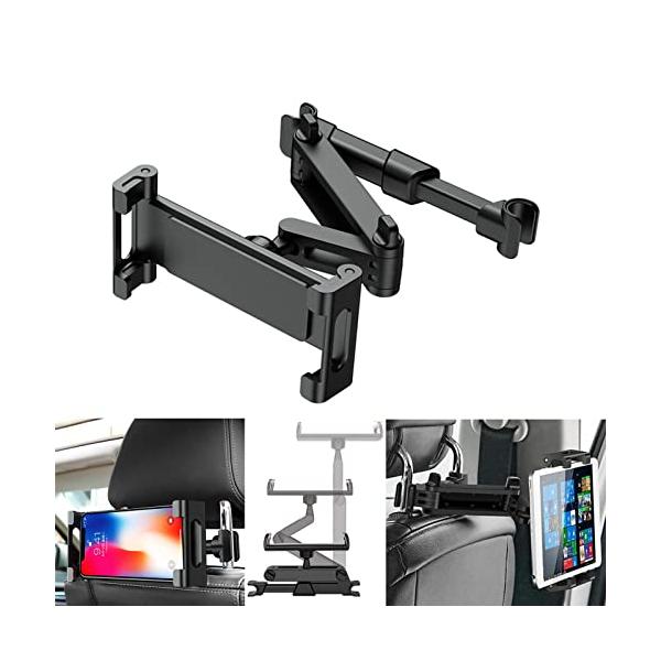 ブラックグレー/-/タブレット ホルダー 車載・Color:ブラックグレー・後席 用 タブレット 伸縮 スタンドたぶれっと ほるだー 強い安定性 一点式固定、しっかり固定でき。タブレットを挟むホルダーの両側と滑り止め衝撃吸収ゴムパッドが付い...