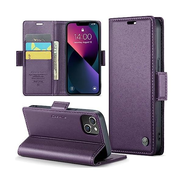 パープル/Iphone 14/iPhone 14・Size:Iphone 14Color:パープル・対応機種iPhone 14（6.1インチ）専用手帳型ケース、手触りが良く、使い心地が快適で、長持ちする材料です。・カード収納財布型スマホケー...
