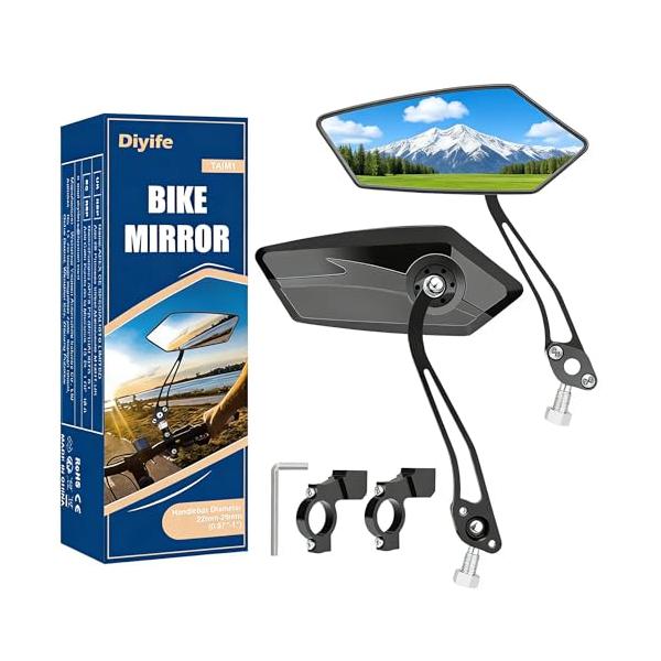 ブラック/2 PCS-Black/Bicycle Rear View Mirror・Color:ブラック・パッケージ個数:1・広角設計 - 高精細で広い視野15.5cmの大型ガラスフラットミラーを備えたバイクミラーは、他の丸いプラスチック凸...