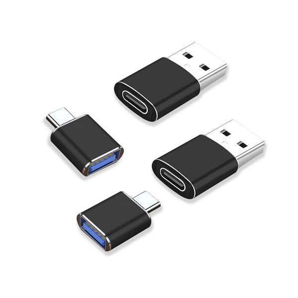 ブラック/-/-・Color:ブラック・USB-C⇔USB-A変換 4個セットUSB-Cオス to USB-Aメス2個、USB-Aオス to USB-Cメス2個入り。スマホ、タブレット、PC、USBメモリ、マウス、キーボードなどの接続に便利...