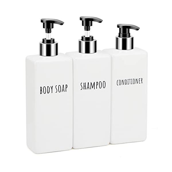 白い/500ml 3本/-・Color:白いSize:500ml 3本・素敵なデザイン&amp;統一感22cm*6.8cm*5cmのサイズで、約500mlのちょうどいい容量と、安定感のあるデザインが特徴です。浴室や洗面所などの狭いスペースに...