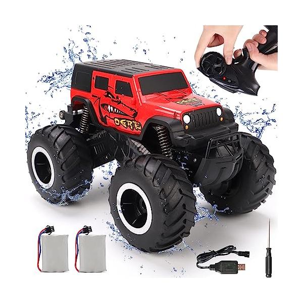 レッド/-/-・Color:レッド・水陸両用/四輪駆動大きい四輪で駆動する水陸両棲ラジコン カーです。室内室外はむろん、砂や瓦礫の多いアウトドア、水たまりなどの水面もガンガン走行。精密なデザインにより、極端な条件を克服してエンジンと電池の防...