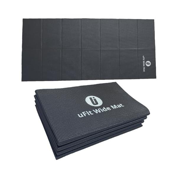 ブラック/90cm×200cm/-・Color:ブラック・200×90cmの幅広サイズuFit Exercise Matは、広げると縦200cm、横90cmの特大サイズになります。高身長の方でも、手や足がはみ出ることなく快適に筋トレやヨガを...