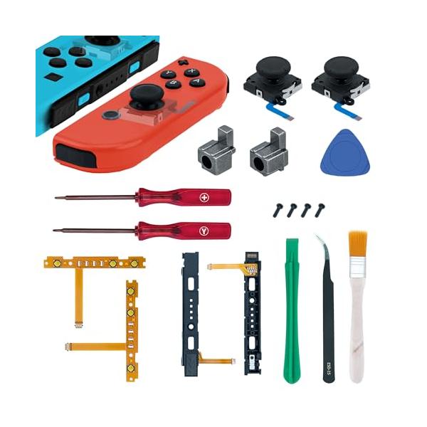 -/-/thi-BN-000050・パッケージ個数:1・??Switch Joy-conに適用Joy-Conコントローラー用の高品質の修理部品。 2つのアナログスティック、L / R充電ポートスライダーセット、L / Rスリッカーバックルロ...