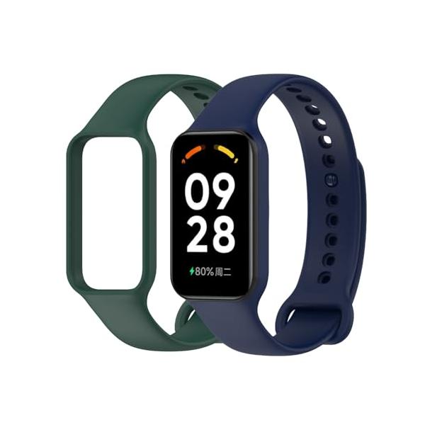 グリーン+ネイビー/小/-・Color:グリーン+ネイビー・サイズリストバンドの長さ約250mm。カラーグリーン+ネイビー・高品質の素材TPU。肌に優しく、通気性があり、軽量で耐久性も高い、運動や睡眠などの快適な体験を提供します。・防水&a...