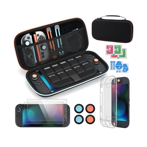 Switch 2 収納ケース透明/-/ELT_SWITCH_BAG_TEN_SET_BK・Switch 2専用 &amp; 10点フルセットELUTENG Switch 2収納ケースは、Switch 2対応収納ケースx1、強化ガラス保護フィ...