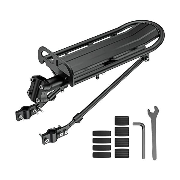 ブラック/最大耐荷 約25kg/B02・Size:最大耐荷 約25kg・[シートポスト+支柱装着型]素材：軽量性、強度、耐食性に優れるアルミニウム合金製を採用します。8*ゴム製のスペーサー、2*取付け金具が付属します。・[調節 ]荷台の位置...