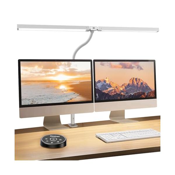 モダンホワイト/幅800mm・高さ70cm/BNT-DEL07・Color:ホワイト・?無線リモコン＆快適モード搭載 LEDデスクライト無線リモコンで操作色温度と明るさを、5つの色温度（2700K/3500K/4000K/4800K/570...