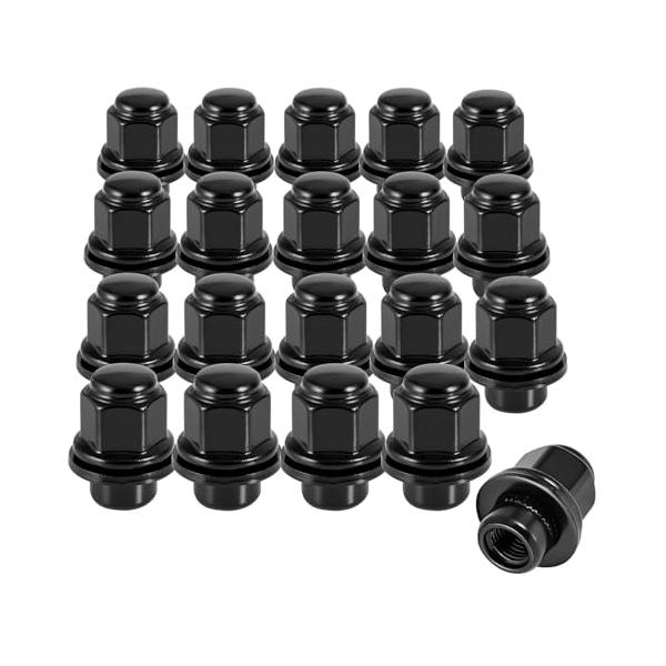 「20個入」平面座 長さ37mmブラック/M12×1.5/-・Color:ブラック・[適応車種]※愛車の取り付け面座面形状を確認ください。M12 x P1.5スタッドと平面座の純正ホイールに対応しているホイールナットです。トヨタ・ホンダ・日...