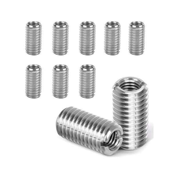 商品仕様 10個のインサートナット、日常の使用とのニーズに対応。 仕様：内径M6*1、外径M8*1.25、長さ15mm、材質：303ステンレス鋼。・303ステンレス鋼インサートナットは、良好な耐錆性、耐食性、高強度のステンレス鋼で作られてい...