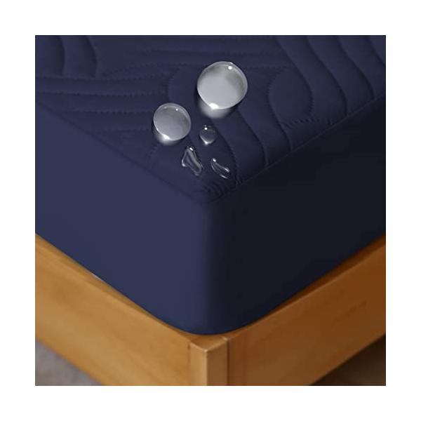 ネイビー/シングル・100x200+30cm/-・Color:ネイビーSize:シングル・100x200+30cm・防水パッド一体型ボックスシーツシングルサイズ：防水敷パッド部分100*200CM+防水マットレスの厚み約3-30cm・全面防...