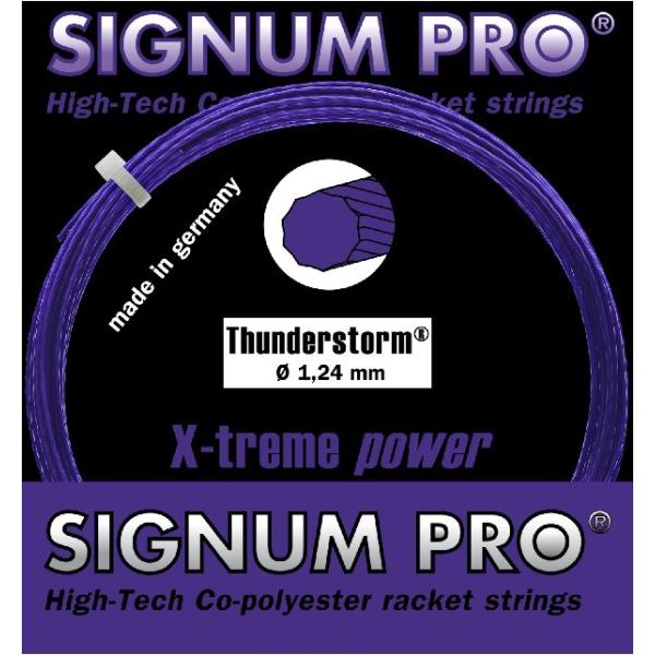 ■メーカー:SIGNUM PRO(シグナムプロ)■品番:Thunderstorm■商品名:Thunderstorm■カテゴリ:テニスガット■ゲージ:1.24mm/1.30mm■カラー:パープル■素材:ポリエステル