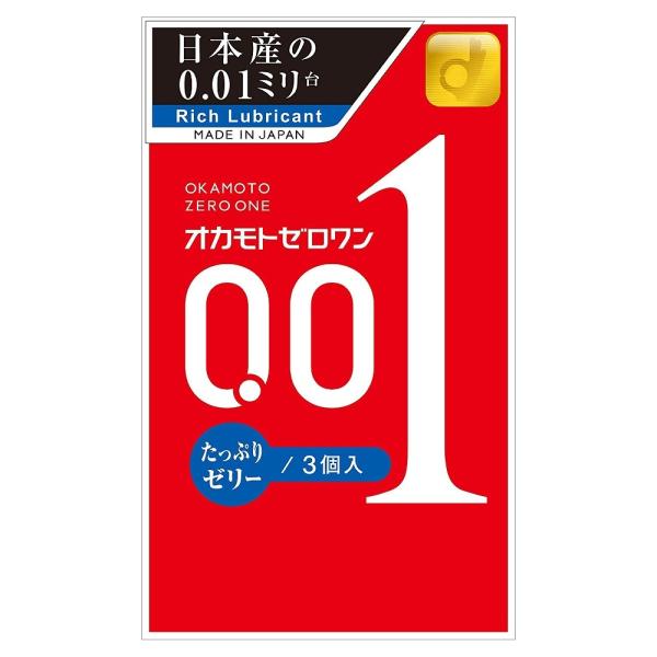 着けていることを忘れる程の装着感！「オカモト0.01ミリ」に、潤滑ゼリー2倍のたっぷりゼリータイプが登場！ゴムラテックスアレルギーの方にも安心してご利用頂けるポリウレタン製●色：クリア●サイズ：レギュラー●素材…水系ポリウレタン●形状…ノー...