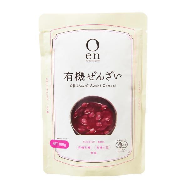 有機小豆と有機砂糖を使用した「ぜんざい」です。温めるだけで手軽に食べられます。■原材料：有機砂糖、有機小豆(中国他)、食塩(天日塩)■賞味期限：常温で1年