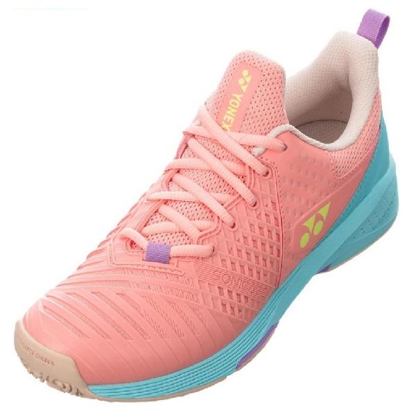 YONEX (ヨネックス)パワークッションソニケージ3ウィメンGC [SHTS3LGC]   ★オムニ＆クレーコート用★　テニスシューズ　カラー ピンク×サックｋスアッパー 合成繊維＋合成樹脂ミッドソール 合成樹脂アウトソール ゴム底サイズ...
