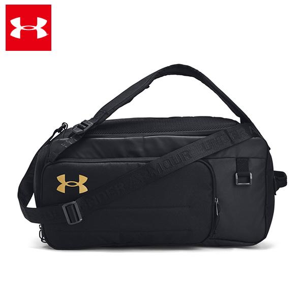 【商品名】UA コンテインデュオ ダッフル バックパック Sサイズ【品番】1381920【カラー】Black / Metallic Gold(001)【サイズ】40L  W46.5cmxH23.5cmxD27cm【素材】ポリエステル100％...