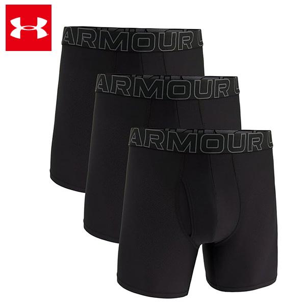 【商品名】UAパフォーマンステック メッシュ 6インチ アンダーウェア （3枚セット）【品番】1387420【カラー】BLK/BLK/CRO(001)【サイズ】S・M・L・XL・2XL・3XL【素材】ポリエステル88%、ポリウレタン12%【...