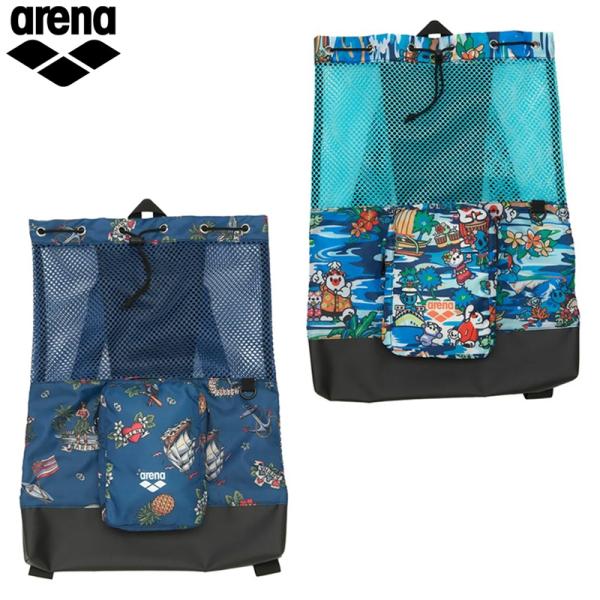 【商品名】アリーナ メッシュバックパック｜招集所持ち込み可【メーカー品番】AS6FBP16U【カラー展開】(BLWH)ブルー×ホワイト(NVOR)ネイビー×オレンジ【重さ】 300.0g【商品サイズ】 (実寸)高さ56cm  幅40cm  ...