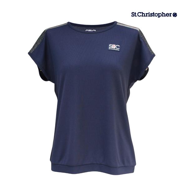 【商品名】ショルダーレースゲームシャツ【品　番】STC-BDW2375-NV【カラー】ネイビー【サイズ】　S/M/L/XL【素材】表地:ポリエステル100% レース部:ナイロン84%、ポリエステル16%
