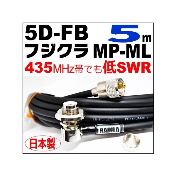 【インピーダンス】 50Ω【推奨用途】モービル用（車載用）【ケーブル】5D-FB-LITE（フジクラダイヤケーブル社製）【コネクタ】MP-MLJ（低SWR品，ミリネジ）【長さ誤差】±1％【製造メーカ】RADILA【添付品】SWRと通過損失の...