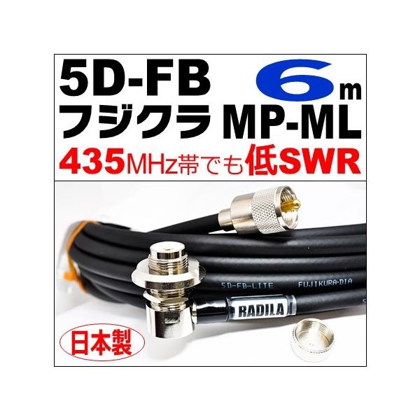 【インピーダンス】 50Ω【推奨用途】モービル用（車載用）【ケーブル】5D-FB-LITE（フジクラダイヤケーブル社製）【コネクタ】MP-MLJ（低SWR品，ミリネジ）【長さ誤差】±1％【製造メーカ】RADILA【添付品】SWRと通過損失の...