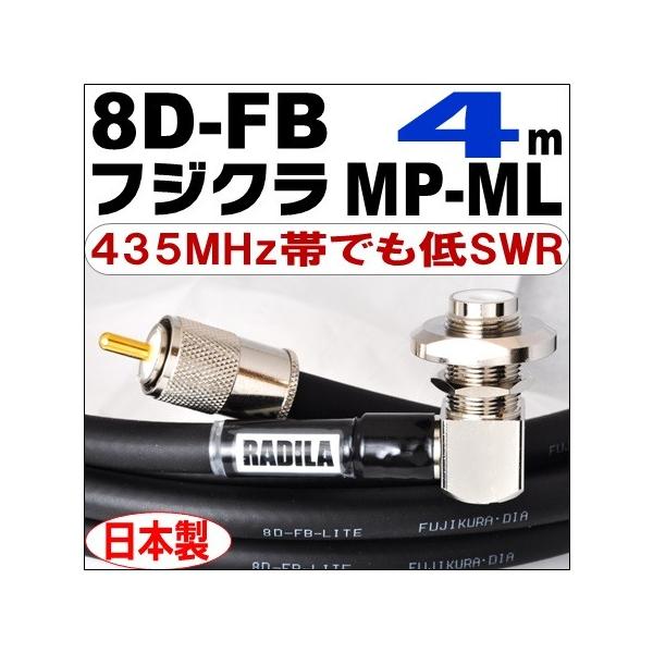 【インピーダンス】 50Ω【推奨用途】モービル用（車載用）【ケーブル】8D-FB-LITE（フジクラダイヤケーブル社製）【コネクタ】MP-MLJ（低SWR品，ミリネジ）【長さ誤差】±1％【製造メーカ】RADILA【添付品】SWRと通過損失の...