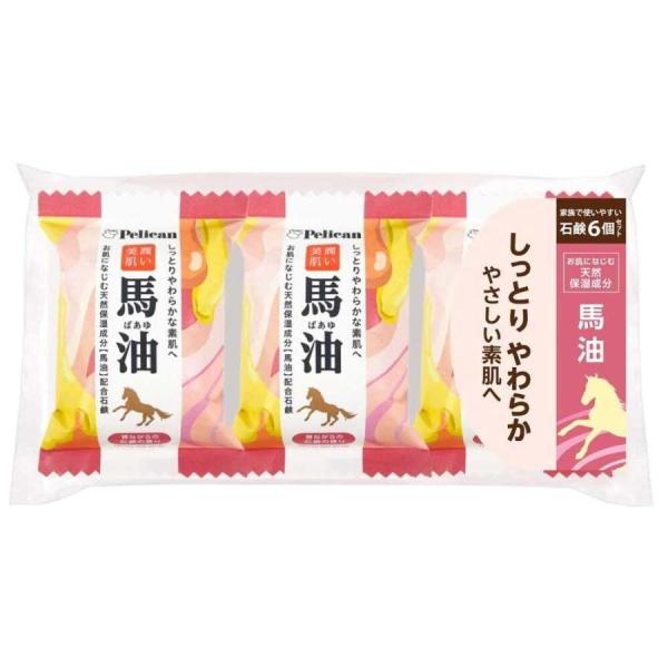 ホワイト/80g×6個/-・ScentName:石鹸Size:80g×6個・肌なじみの良い天然油、馬油配合でしっとりうるおう素肌に。