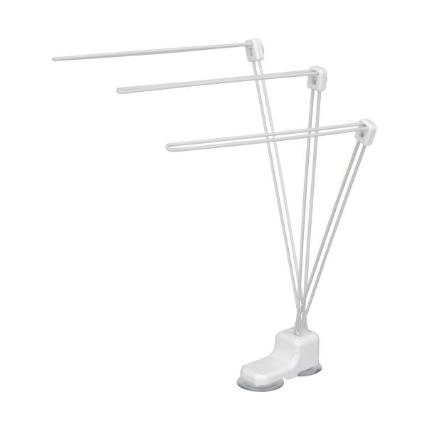 ホワイト/35×4×4cm/KK-051・パッケージ個数:1・サイズ:35×4×4cm・耐荷重:100g(1本につき)・取付方法:吸盤・シンクトップとシンク内、取り付け場所が選ぶ2WAYタイプ。・省スペースにふきんが3枚掛けられる。