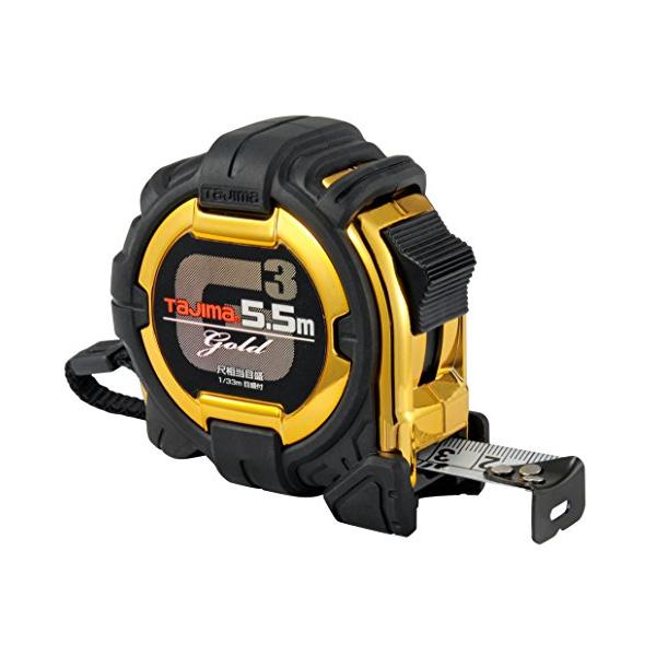 幅25mmゴールド/長さ5.5 m/G3GL25-55SBL・パッケージ個数:1・ゴールド仕上げのボディをスリットを刻んだアーマードケースでカバー。衝撃に強いエアダンパー効果で落下時の建材へのダメージを軽減。爪を保護するフックガードバンパー...