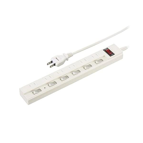 6個口/雷ガード＆ブレーカー付きホワイト/5m/HS-TPKV65W-22・Color:ホワイトSize:5mStyle:6個口/雷ガード＆ブレーカー付き・パッケージ個数:1・【 特 長 】　精密機器を雷から守る雷ガードつき電源タップ・ 雷...