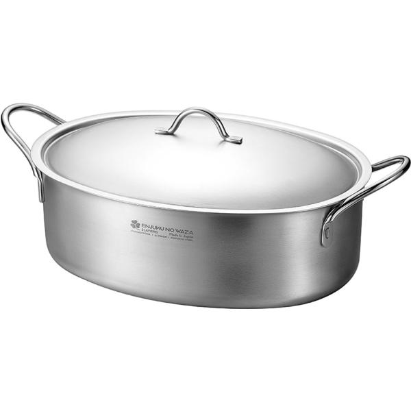 オーバルパンシルバー/-/EJSA-1200・Style:オーバルパン・パッケージ個数:1・サイズ(約):(蓋・ハンドル含む)213×368×150mm (本体高さ95mm) (1380g)、容量:4.3L・素材・材質:鍋本体/ステンレス鋼...