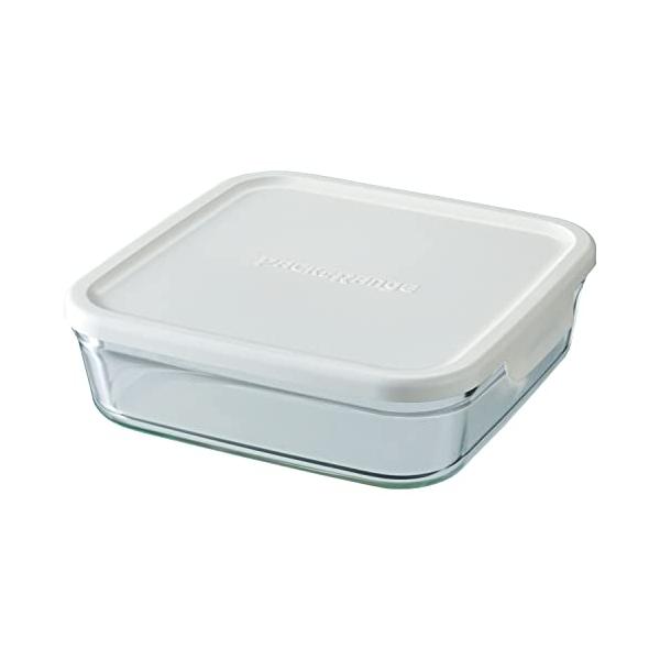 1.2L・ホワイト Large N3248-W・・Size:LargePatternName:浅型・サイズ:18.5x18.5x5.5cm・本体重量:760g・容量:1.2L・原産国:タイまたは中国・素材:本体:耐熱ガラス フタ/ポリプロピレン