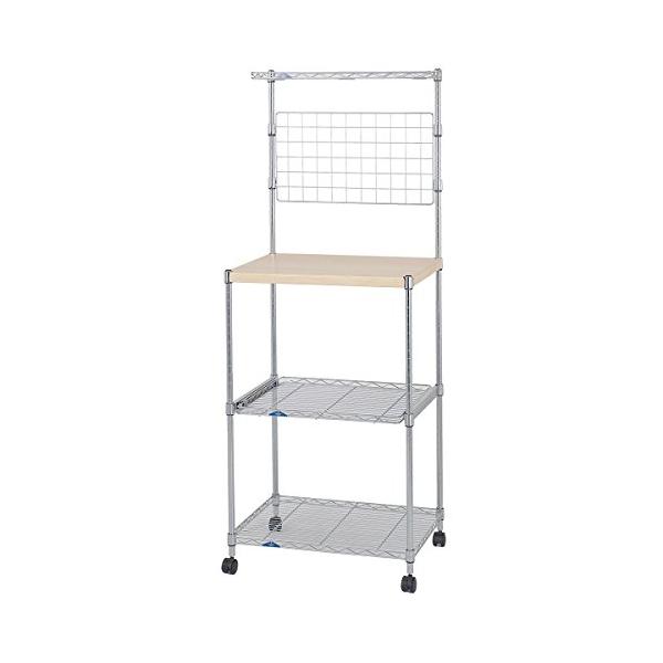 木棚付きキッチンレンジ台シルバー/幅60cm/MD6015-4MR・Size:幅60cmStyle:木棚付きキッチンレンジ台・パッケージ個数:1・サイズ:(約)幅59.5×奥行44.5×高さ155cm高さはナイロンキャスター装着時の物です。...