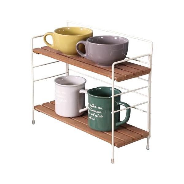 ワイドアイボリー×ブラウン/ワイド/38498・Color:アイボリー×ブラウンSize:ワイド・パッケージ個数:1・開いてパチッとはめるだけの折りたたみワイドラック・調味料やコスメなどが入る、自由に使えるインテリアラック。・折りたたんでコ...