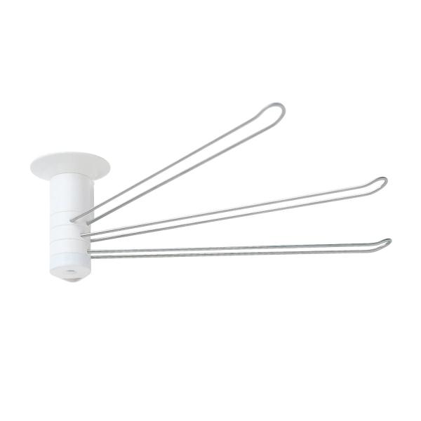 ホワイト/なし/K-746・パッケージ個数:1・サイズ:26.5×5×8.5cm・耐荷重:100g(1本につき)・取付方法:吸盤(補助板付き)・棚板の裏にも取り付けられる。・壁面に取り付けもOK。