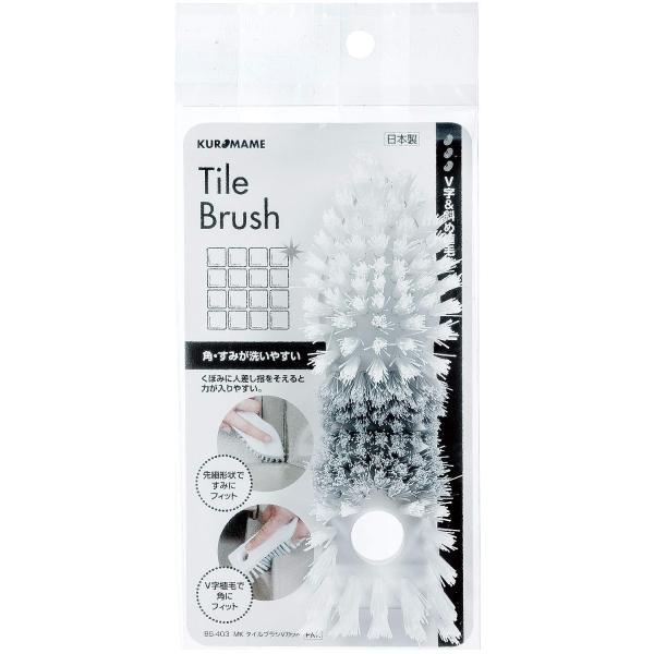 タイルブラシホワイト/幅5.5×奥行4.5×高さ16.5cm/BS-403・Style:タイルブラシ・パッケージ個数:1・本体サイズ:5.5×4.5×16.5cm・素材・原材料:ポリプロピレン・生産国:日本・お風呂用