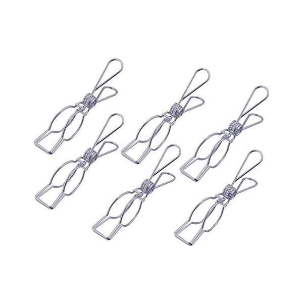 04.)物干し竿ピンチ 6個・ステンレス 6個組 30899・・Style:04.)物干し竿ピンチ 6個・サイズ:(約)全長13cm、先端幅2.4cm・本体重量:約160g・材質:18-8ステンレス・原産国:中国・セット内容:6個入り