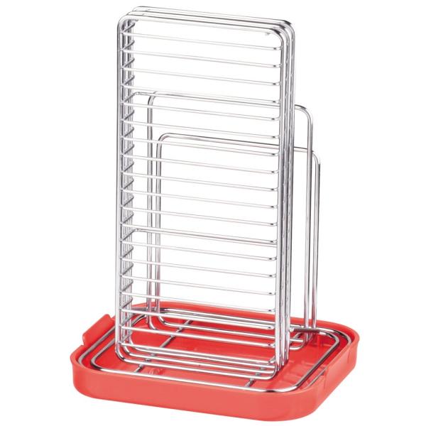 ・レッド  HB-311・・Color:レッド・サイズ(約):幅160×奥行135×高さ230mm・本体重量(約):360g・材質:本体/鉄(クロムめっき+クリア樹脂塗装)、トレー/ポリプロピレン(耐熱温度100度)・原産国:本体/中国、ト...