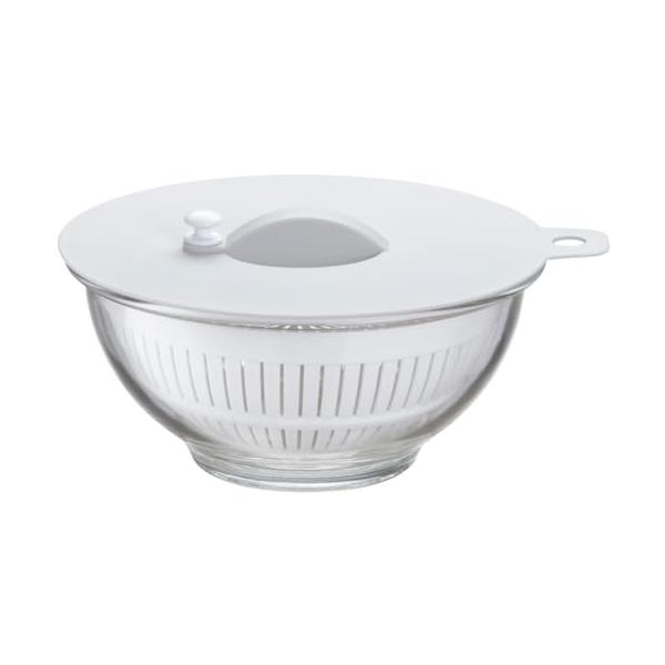 Contemporaryホワイト/約縦19.9×横17.8×高さ9cm/4254・PatternName:ザルボールシリコン蓋付き 15cm・パッケージ個数:1・耐熱ガラスボウル 縦17.5×横17.5×高さ8cm：オーブン、電子レンジ、食...