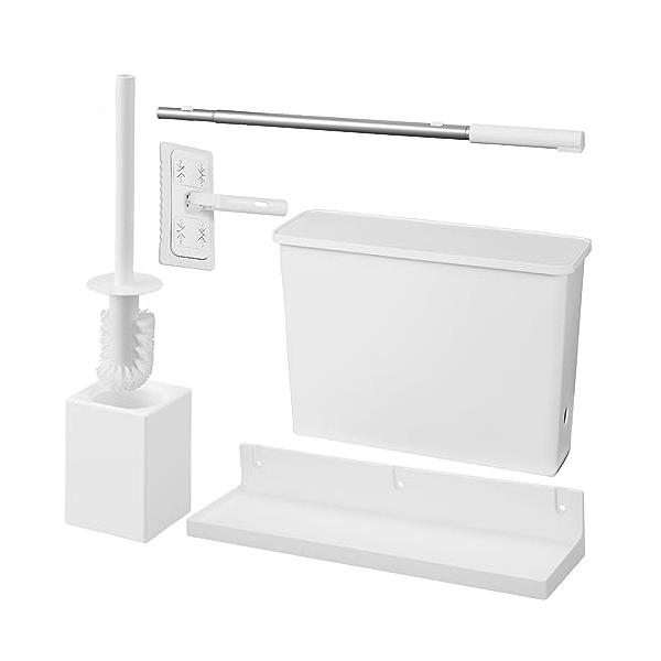 【トイレ】5点セットホワイト/‐/SSE-5TO・Color:ホワイトStyle:【トイレ】5点セット・パッケージ個数:1・商品内容：トレー（石膏ボードピン×3）、収納ボックス（フタつき）、トイレブラシ、ミニワイパー、着脱式ハンドル（延長ポ...