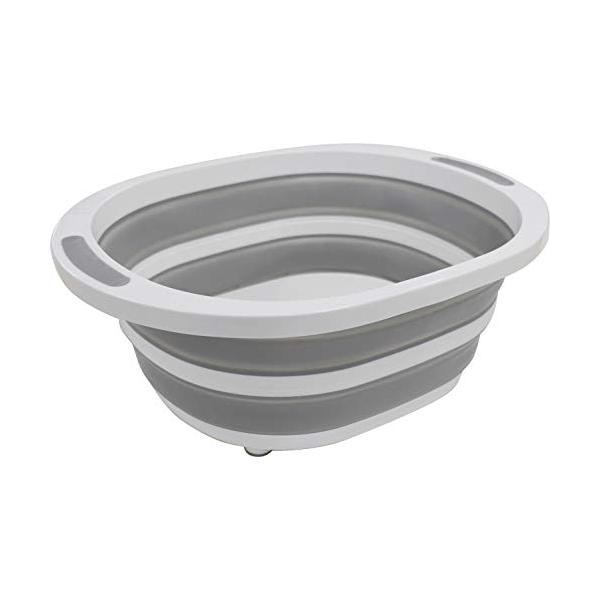 10.)洗い桶・デイズ 折り畳み式 洗い桶 40×31.7×15.2cm ホワイト・グレー DS-09・・Style:10.)洗い桶・サイズ(約):40×31.7×15.2cm、折り畳み時高さ/3.5cm・素材・材質:ポリプロピレン (耐熱...