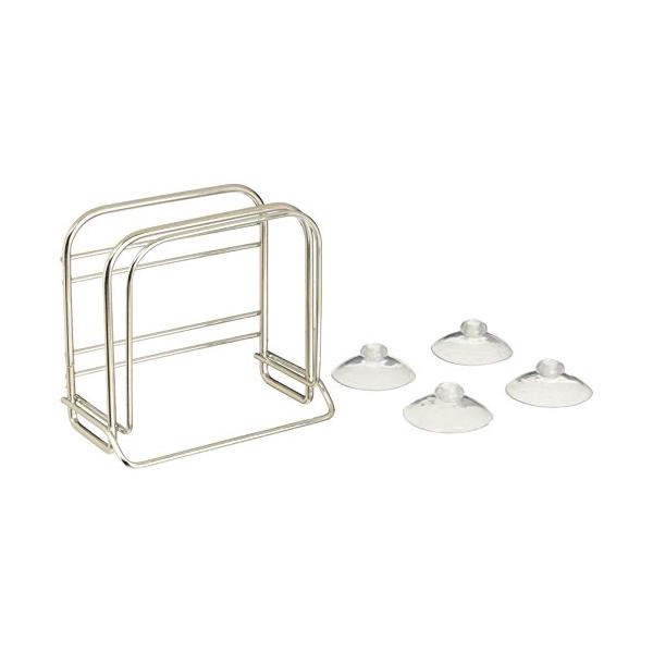 モダン・ステンレス 11×6.5×10cm(外寸) SUI-6080・・PatternName:壁面用まな板スタンド・サイズ:11×6.5×10cm・本体:ステンレス鋼、吸盤:塩化ビニル樹脂・生産国:中国