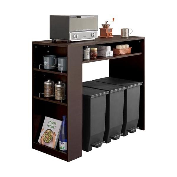 カジュアルダークブラウン/幅98.5/VKR-7147-DBR・Color:ダークブラウン・パッケージ個数:1・【商品サイズ(約)】:幅98.5×奥行42×高さ90.5cm・ゴミ箱の使いやすさはそのままでキッチンに収納をプラスデッドスペース...