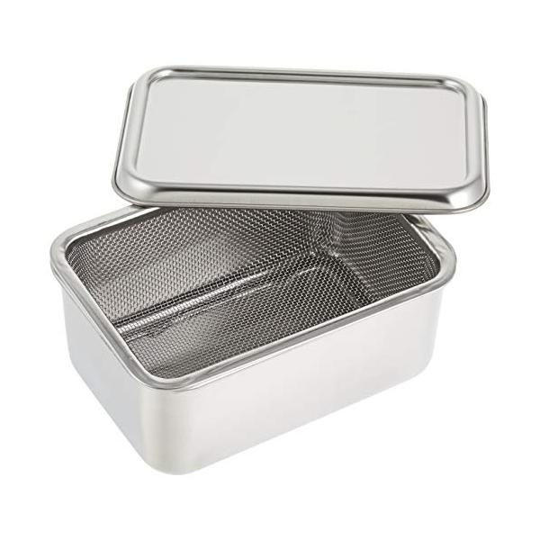 水切水切りシルバー/-/038059・PatternName:かご(ツル無し)・保存容器・蓋・パッケージ個数:1・サイズ:167×115×70mm・素材・材質:18-8ステンレス・生産国:日本