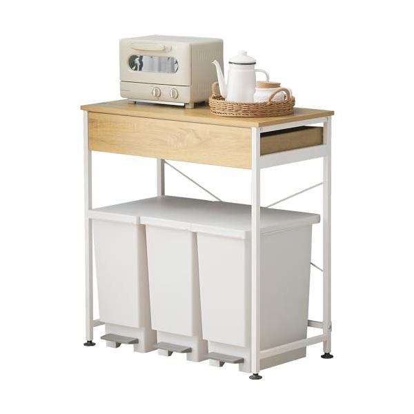 モダンナチュラル×ホワイト/幅80.5cm/KR-3771NW・Color:ナチュラル×ホワイトSize:幅80.5cm・パッケージ個数:1・【商品サイズ(約)】幅80.5×奥行42×高さ85.5cm・キッチン周りをスッキリ整理できる。デッ...