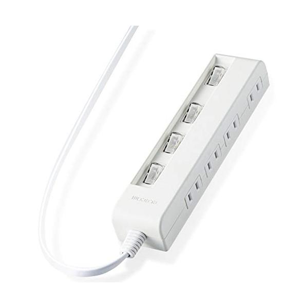 4個口単品/2m/T-E5C-2420WH・Color:単品Size:2mStyle:4個口・パッケージ個数:1・接続機器ごとにON/OFFでき、待機電力を個別に節約できる個別スイッチが付いた省エネタップです。・接続機器ごとにON/OFFで...