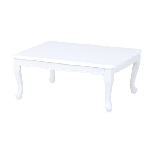 ローテーブルホワイト/スリム/MT-7030WH・パッケージ個数:1・サイズ:(約)幅80×奥行55×高さ33.5cm・折りたたみできて便利、猫脚とアンティーク風のデザインが可愛いコンパクトテーブル。・フェミニンスタイルのお部屋にはもちろん...