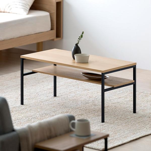 センターテーブルナチュラル/ブラック/80.0×39.5×38.0/HCT-800・Style:センターテーブル・パッケージ個数:1・理想のお部屋を叶えるHIRO BIRO シリーズ・部屋を広く使える、スリムな奥行・棚板が片側に寄せられてい...