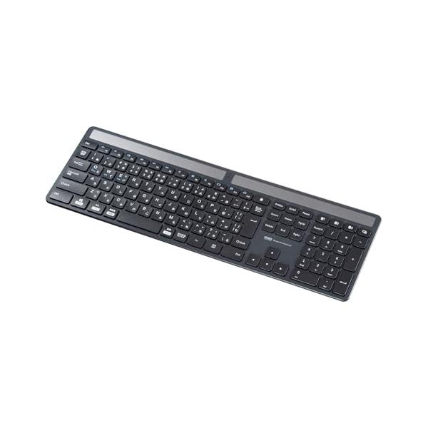 ブラック/-/SKB-BTEC1BK・パッケージ個数:1・ソーラーパネルを搭載したBluetoothキーボードです。・室内の照明でも充電できるので、電池交換や充電作業は不要です。充電には200lux以上の明るさが必要です。・蓄電用に電気二重...