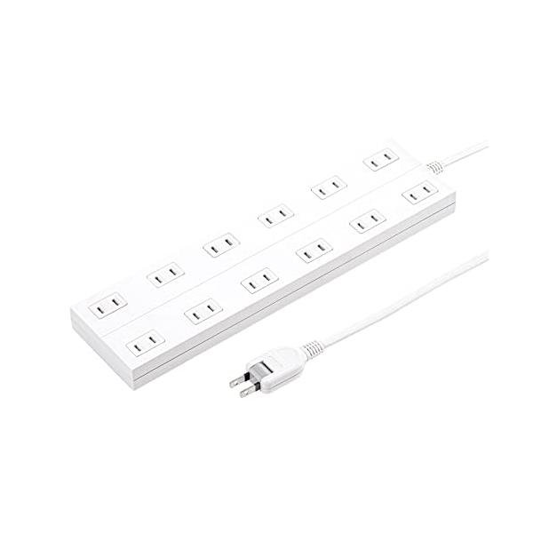 12個口・2P・1mホワイト/1m/TAP-2312-1W・Size:1m・パッケージ個数:1・小型ACアダプタが差し込める（差込口ピッチ50mm）12個口電源タップです。iPad（第8世代）のACアダプタが12台接続可能です。・ほこりの侵...